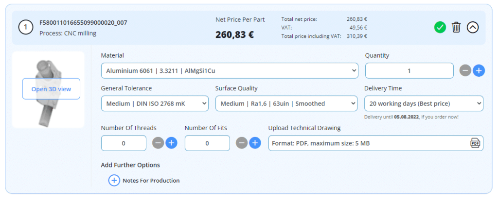 On-Demand Manufacturing for CNC-Machining - Instant Quoting